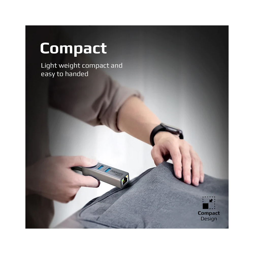 Promate GigaHub-C Multi-Port USB-C Hub with Ethernet Adapter (USB 3.0 ...