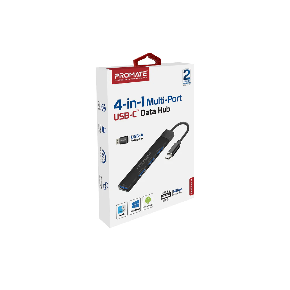 Promate LiteHub-4 4-in-1 Multi-Port USB-C Data Hub